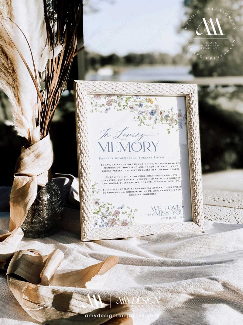 Editable In Loving Memory Wedding Sign | Memorial Table Sign Printable ...