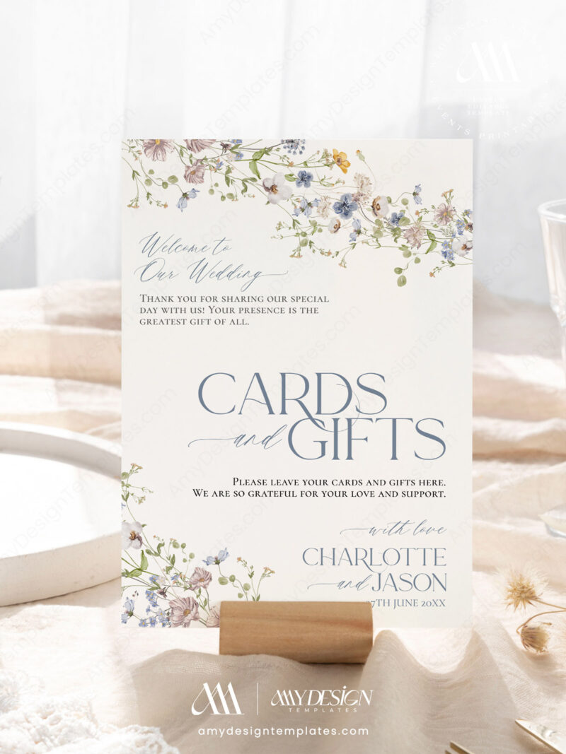 Wildflower Wedding Card And Gift Table Sign Template | Gift Table Sign ...