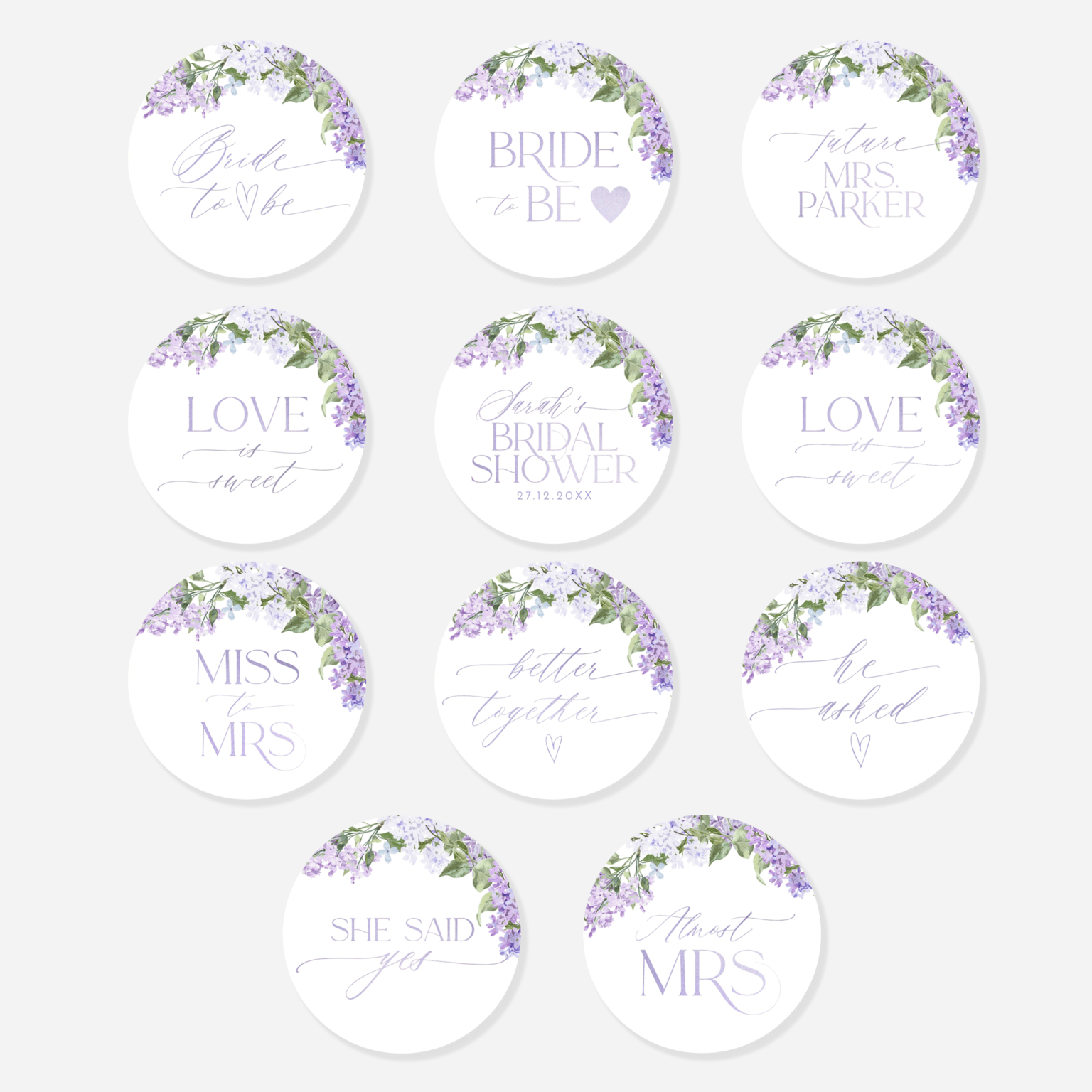 Charming Lilac Purple Cupcake Toppers Printable – Floral Party Set Of ...