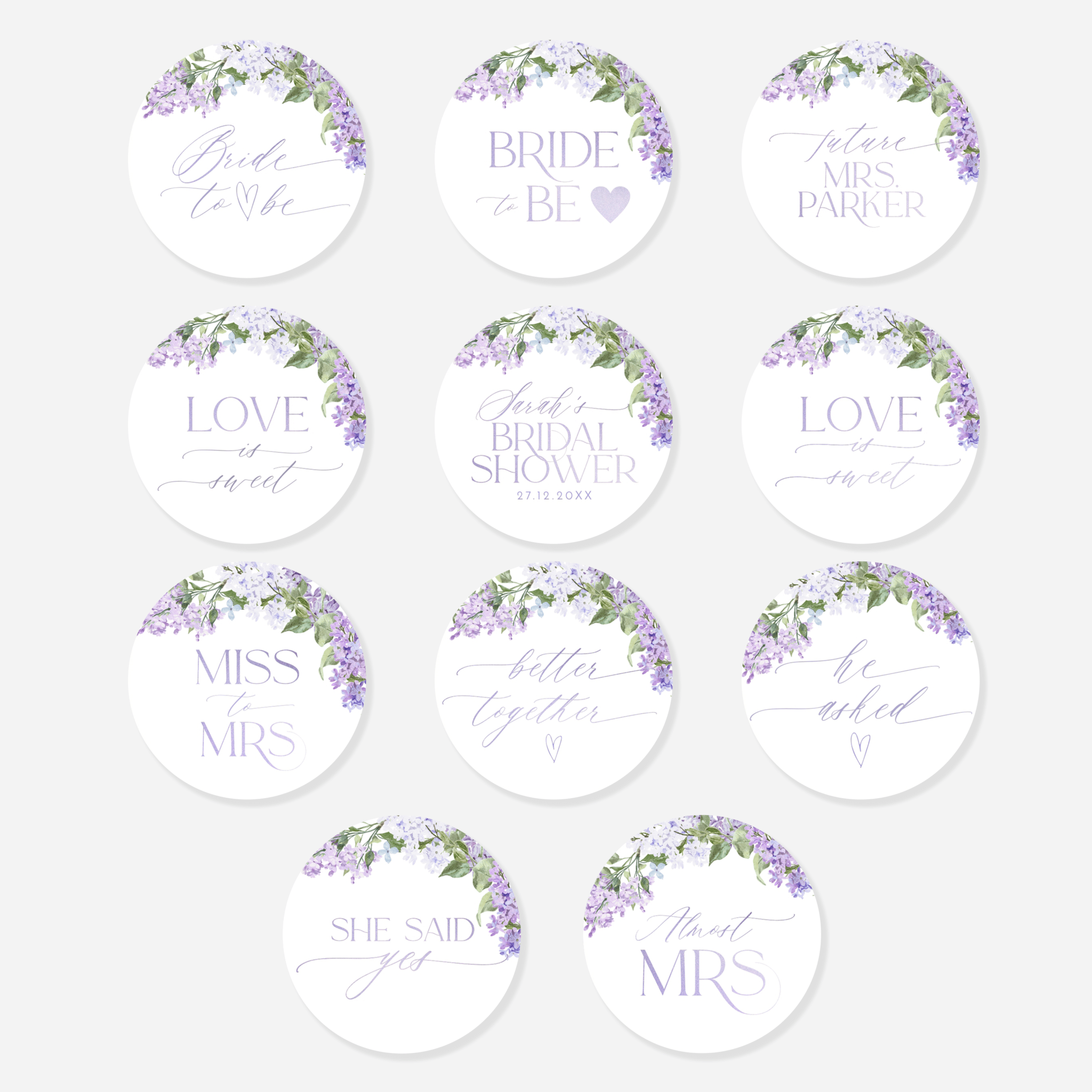 Charming Lilac Purple Cupcake Toppers Printable – Floral Party Set Of ...