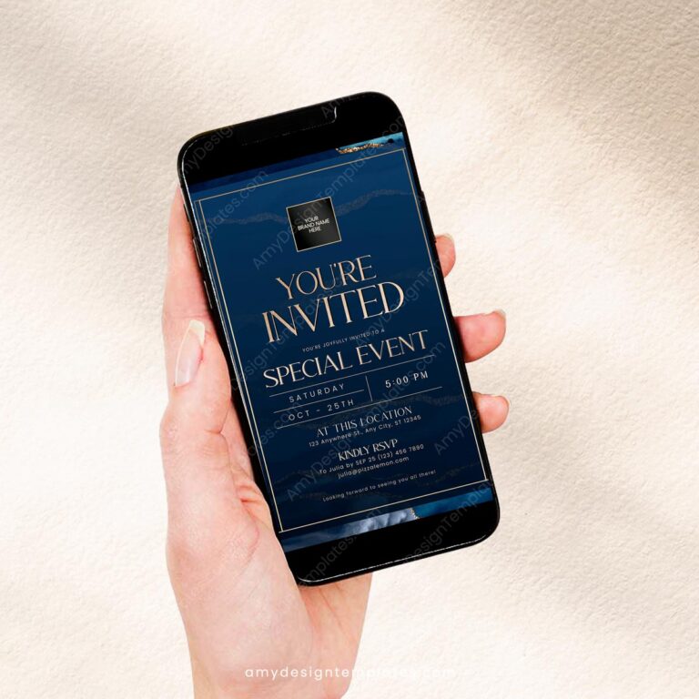 Navy Gold You Are Invited Card Invitation Template | Amy Design