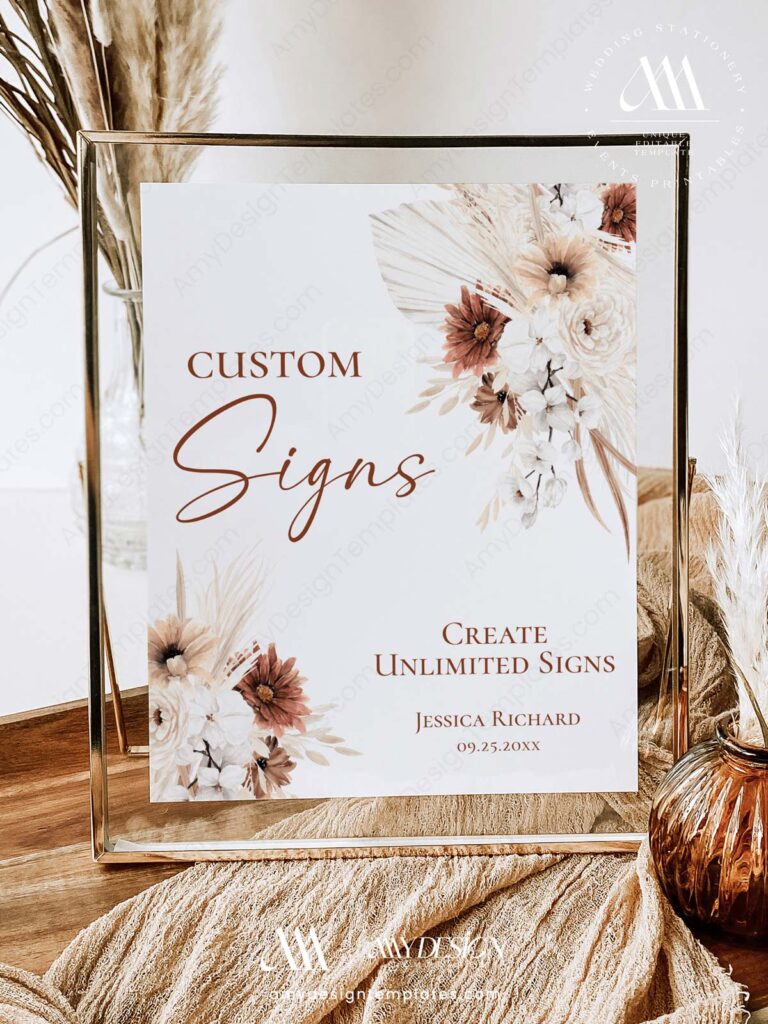Bohemian Wedding Signs Printable | Customizable Wedding Signage ...