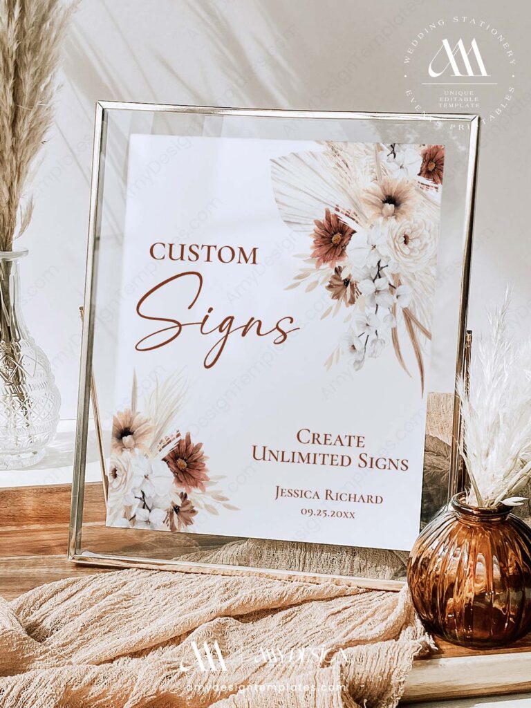 Bohemian Wedding Signs Printable | Customizable Wedding Signage ...