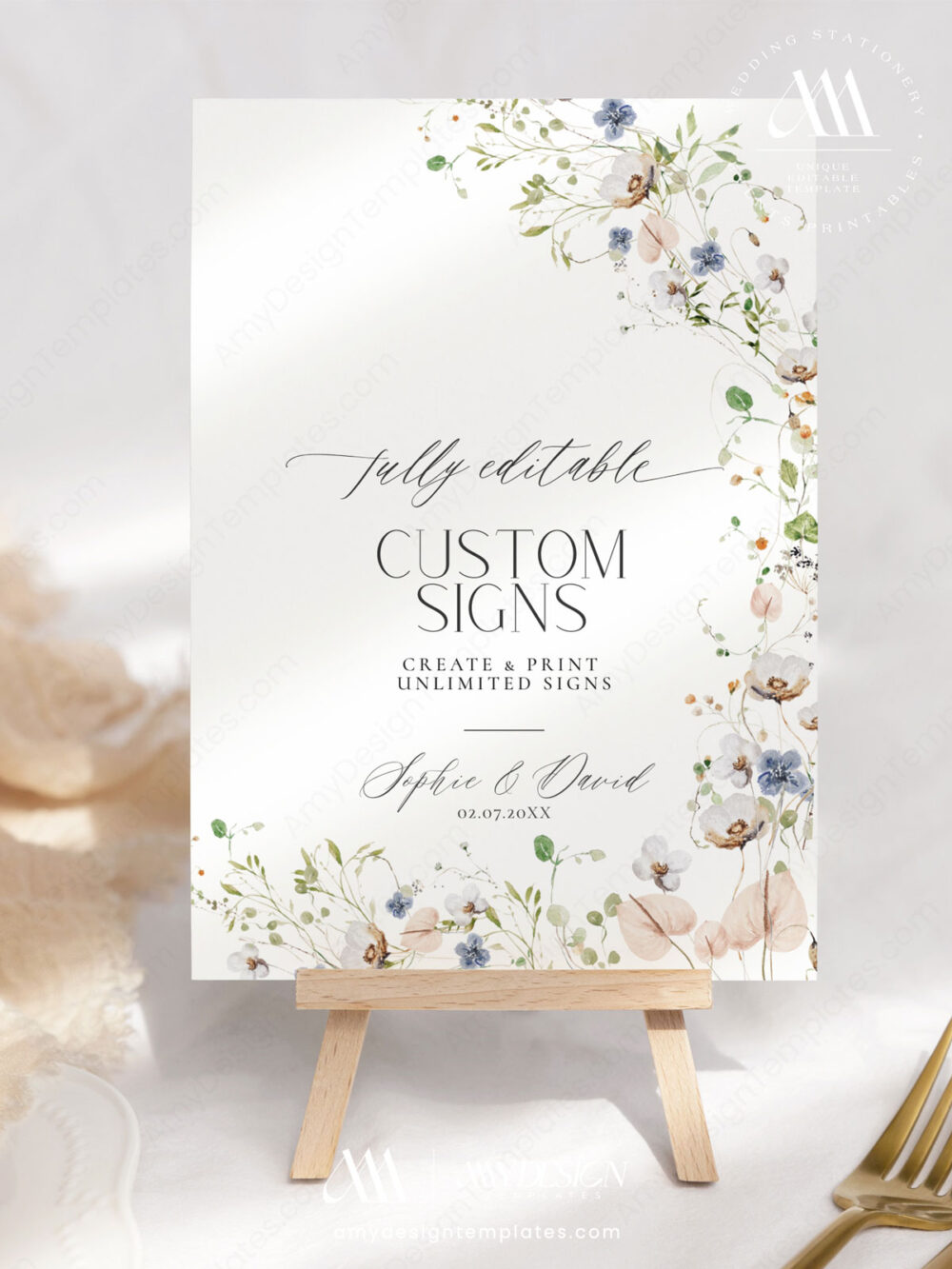 Wildflower Wedding Table Sign Template | Editable DIY Wedding Custom Signs