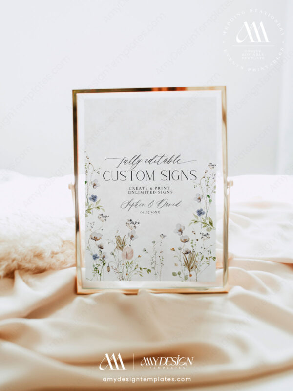 Minimalist Wedding Signs Printable | Botanical Custom Sign Template