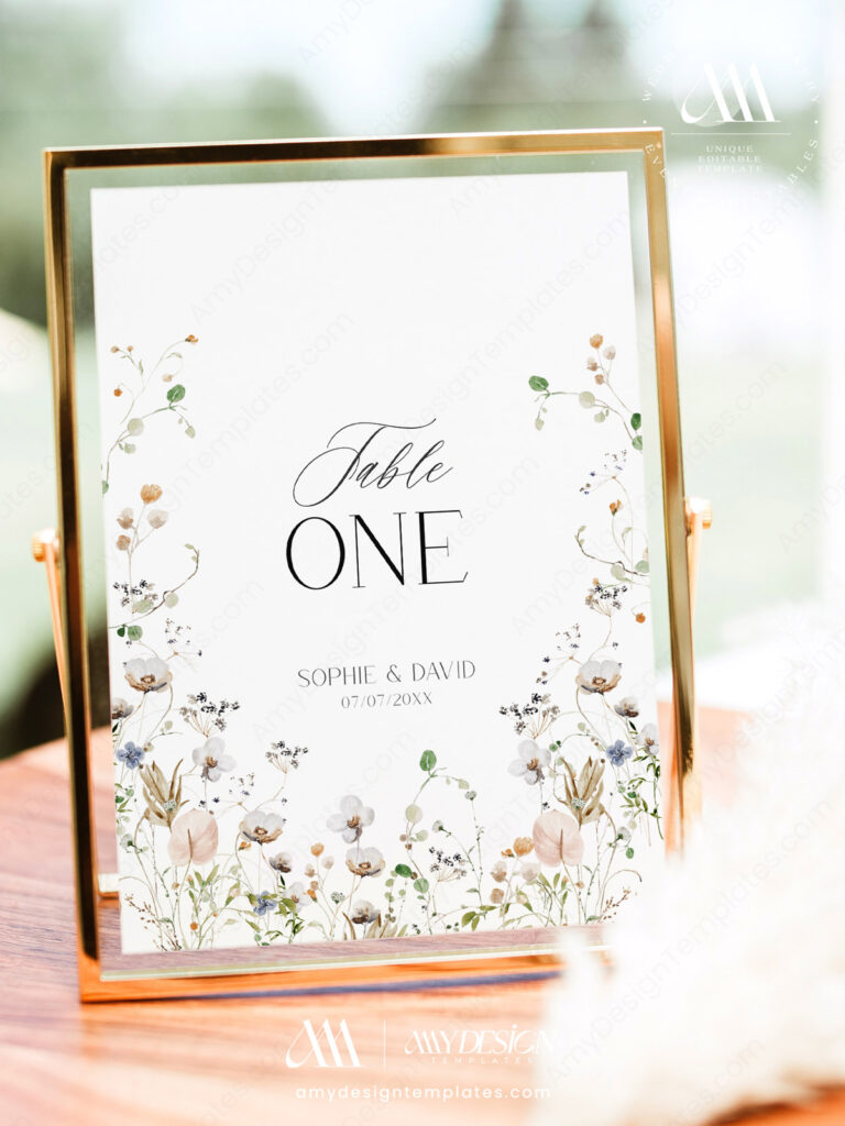 Minimalist Wedding Table Number Card Template Printable | Elegant ...