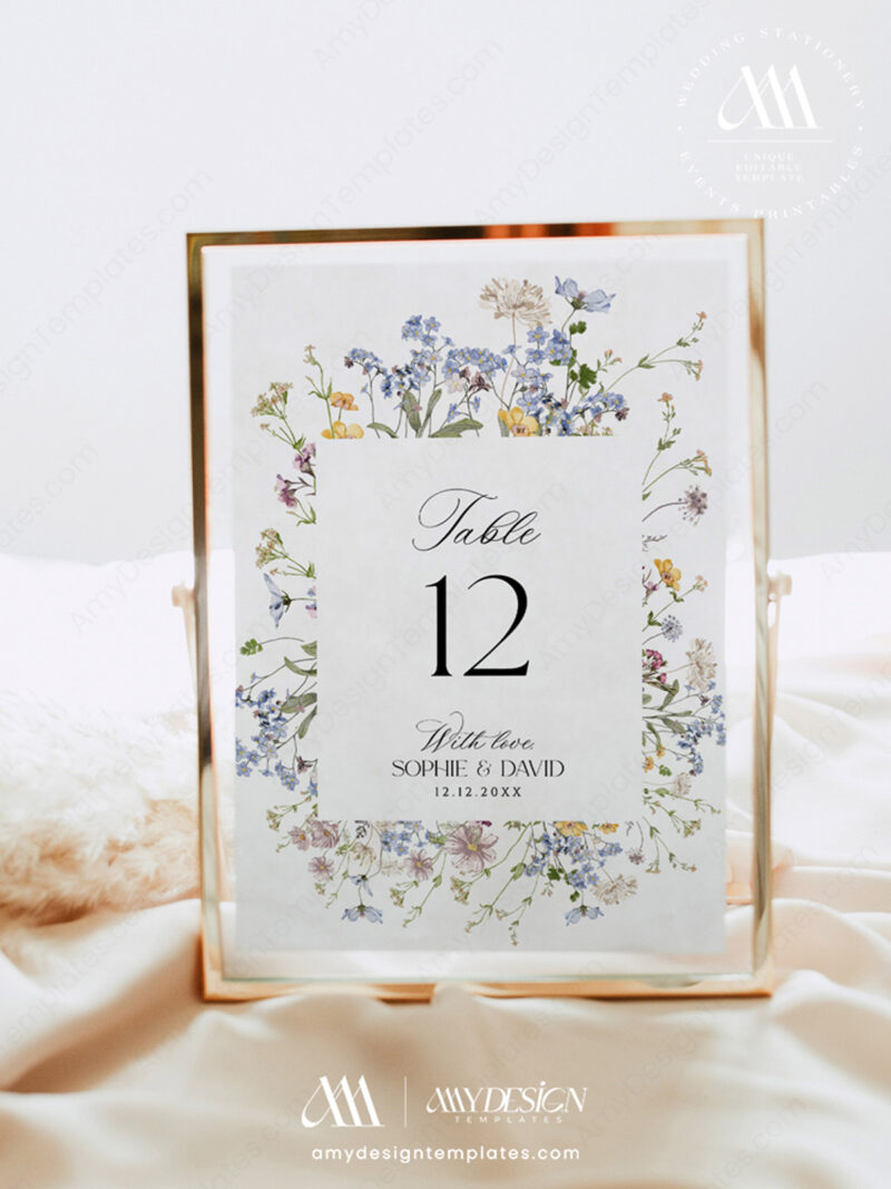 Floral Wedding Table Number Instant Download | Wedding Signs Decor