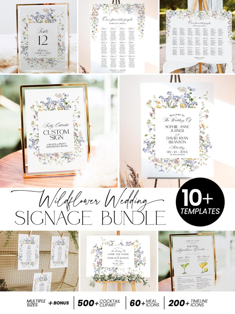 Wildflower Wedding Sign Templates Bundle | Reception Signage Printable