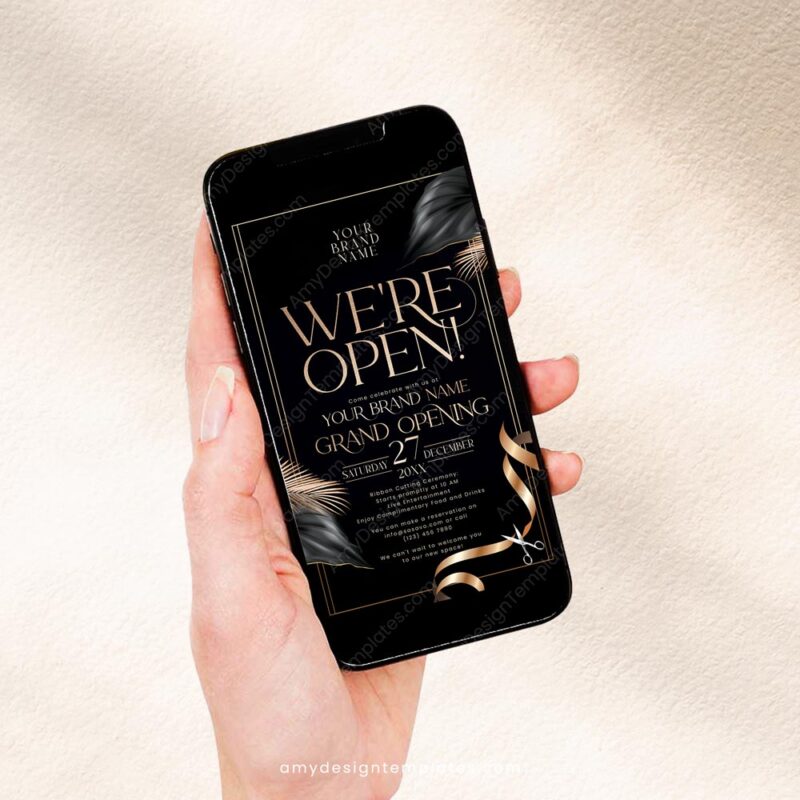Modern Grand Opening Invitation Template | Amy Design