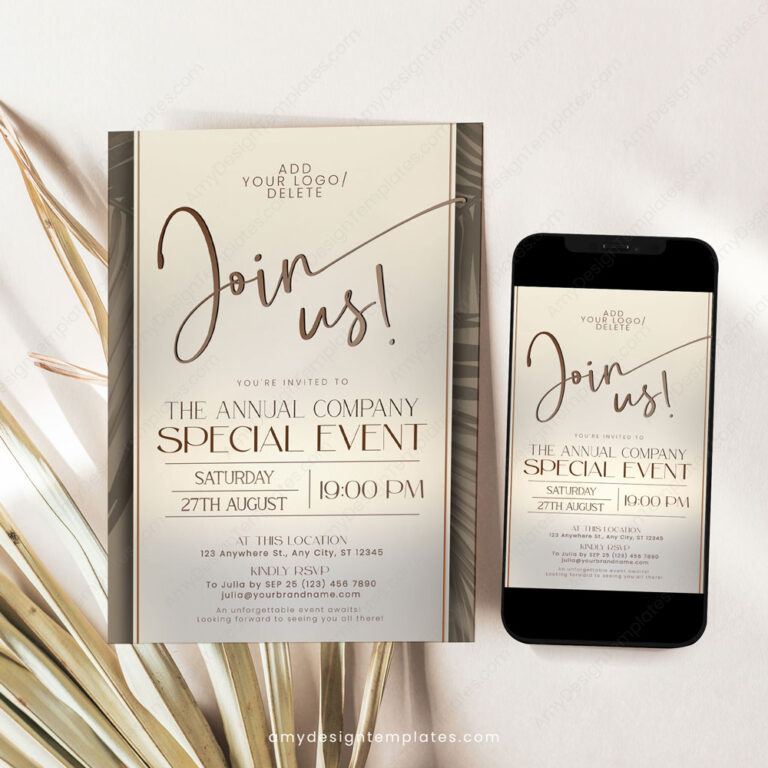 Modern Anniversary Invitation Template | Amy Design