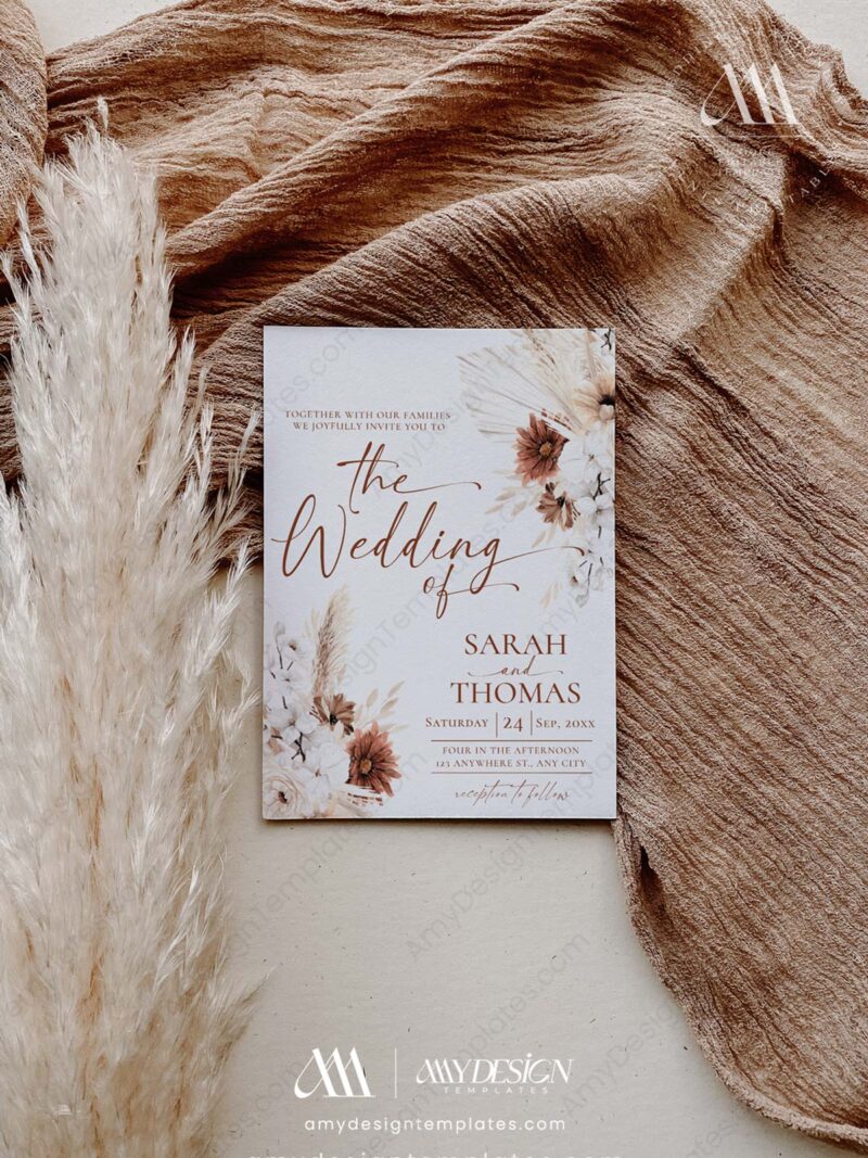 Rustic Wedding Invitation Card Template | Amy Design