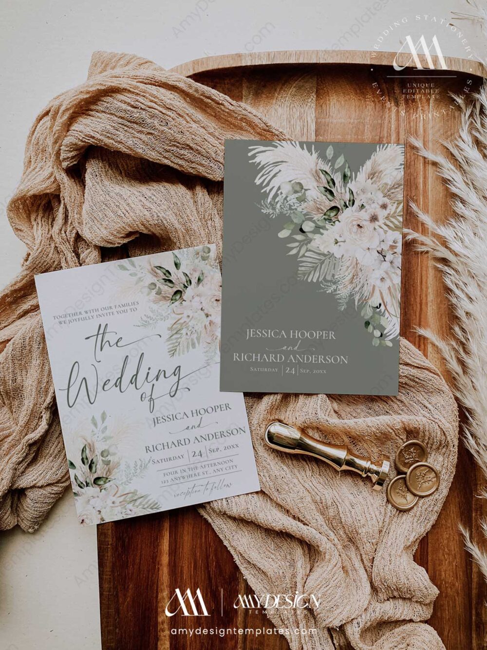 Greenery Wedding Invitation Card | Amy Design