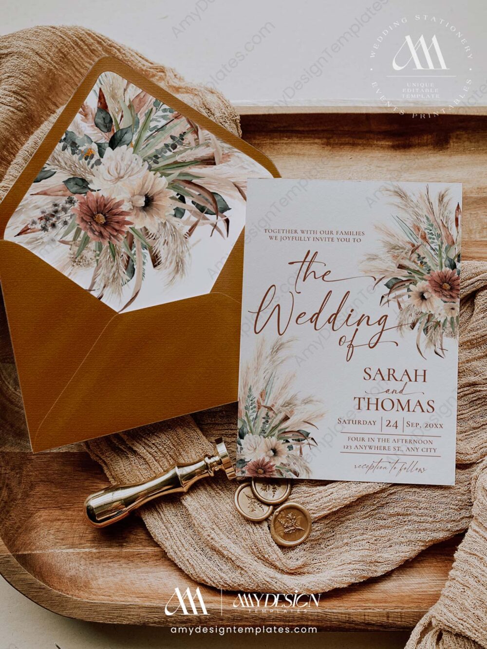 Rustic Terracotta Wedding Invitation Suite | Amy Design