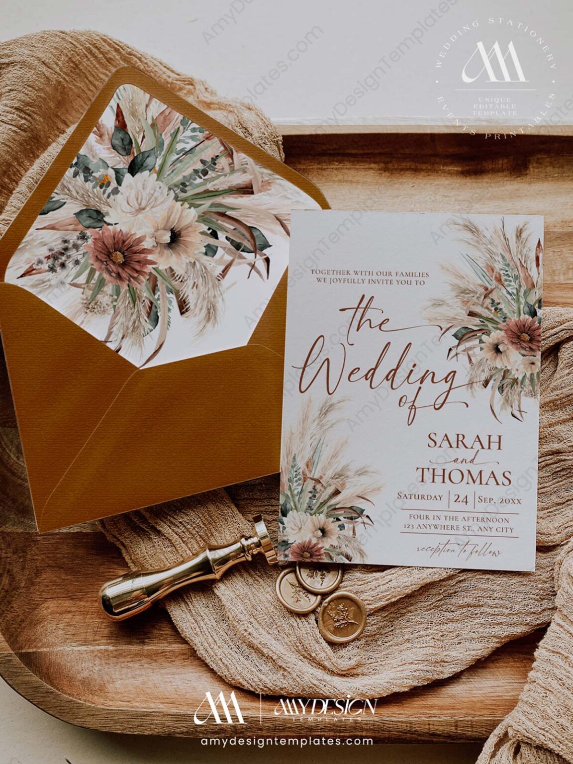 Rustic Terracotta Wedding Invitation Suite | Amy Design
