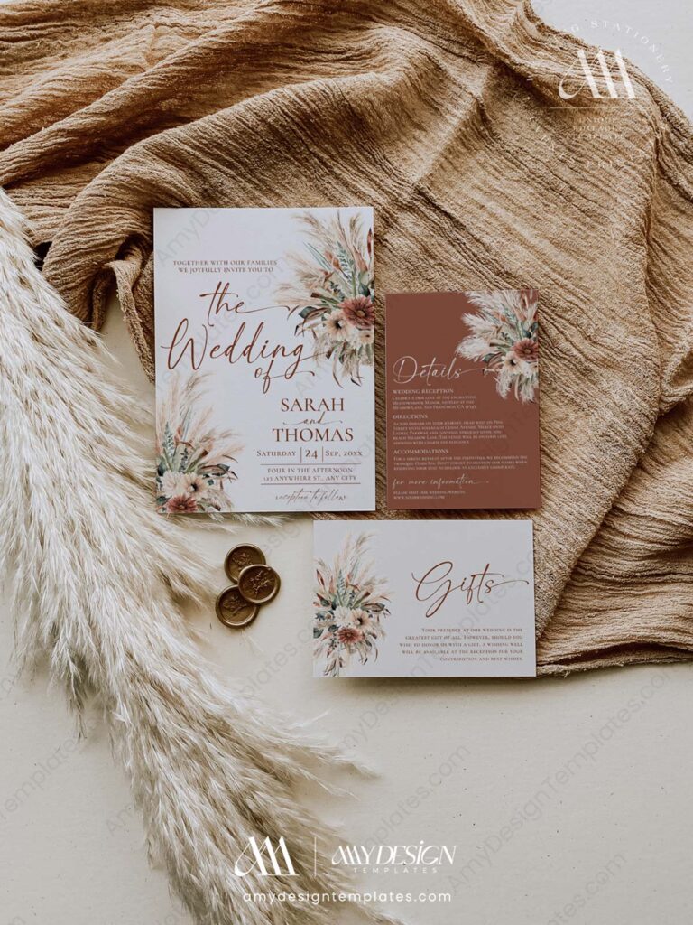Rustic Terracotta Wedding Invitation Suite | Amy Design