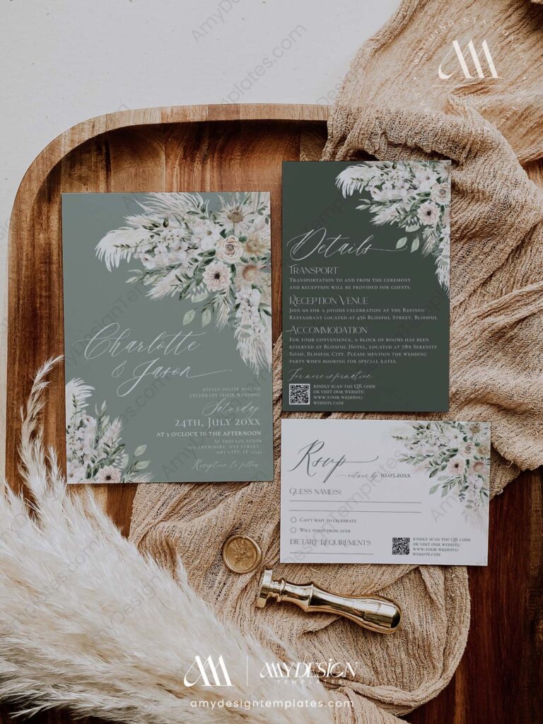 Rustic Greenery Wedding Invitation Card | Amy Design