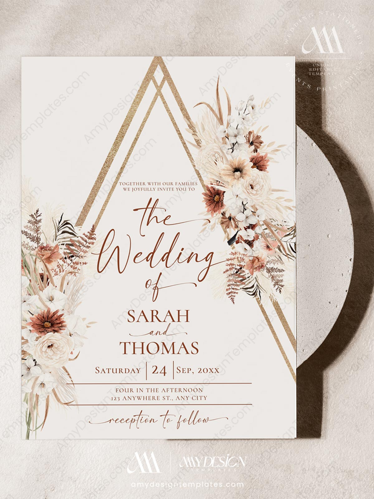 Boho Terracotta Wedding Invitation Suite | Amy Design