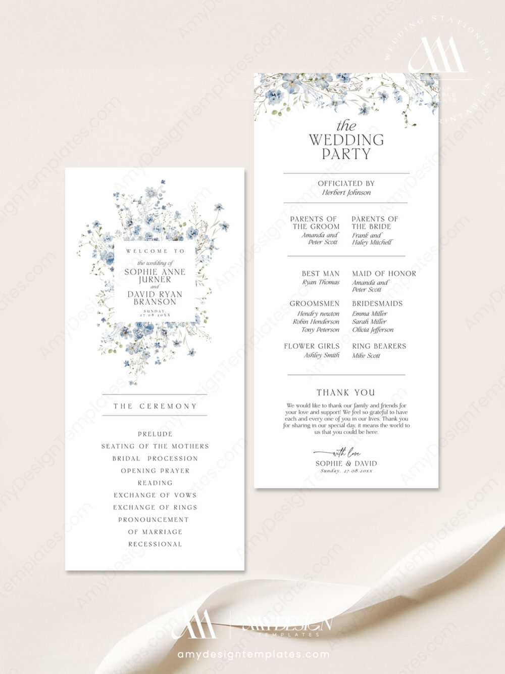 Wedding Ceremony Program Template | Wedding Booklet | Folded Wedding ...