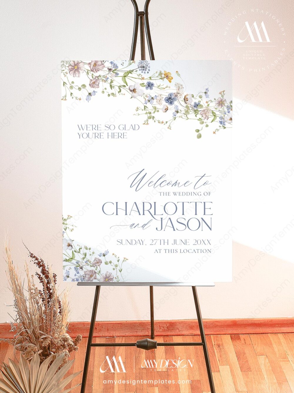 Wildflower Wedding Welcome Signage Template | DIY Wedding Sign Printable