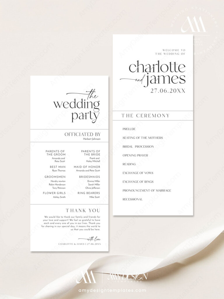 Catholic Wedding Program Canva Template | Church Ceremony Programs