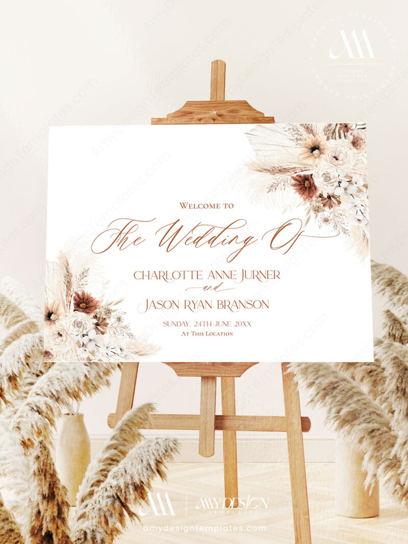 Boho Wedding Welcome Sign Template Download | Terracotta Wedding Sign