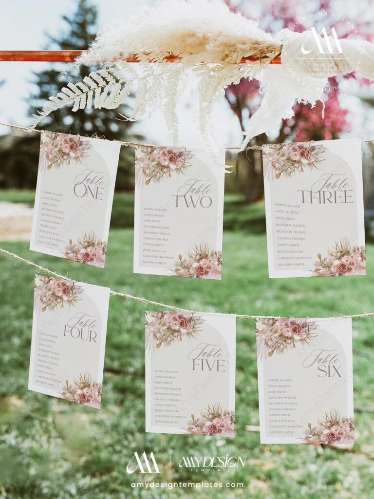 Seating Chart Wedding Template | Printable Hanging Seating Card | Table ...