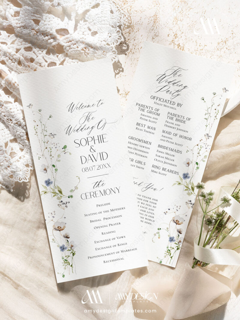 Programs Wedding Ceremony Template | Wildflower Wedding Program Template