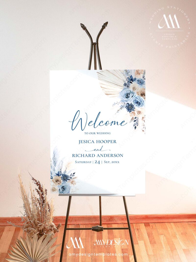 Blue Wedding Signage Bundle Template | Amy Design