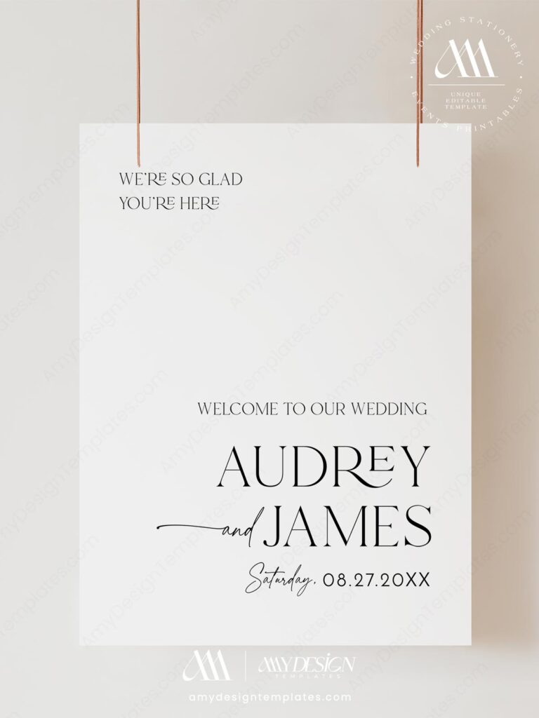 Modern Minimal Wedding Signage Template | Minimalist Reception Sign Wedding