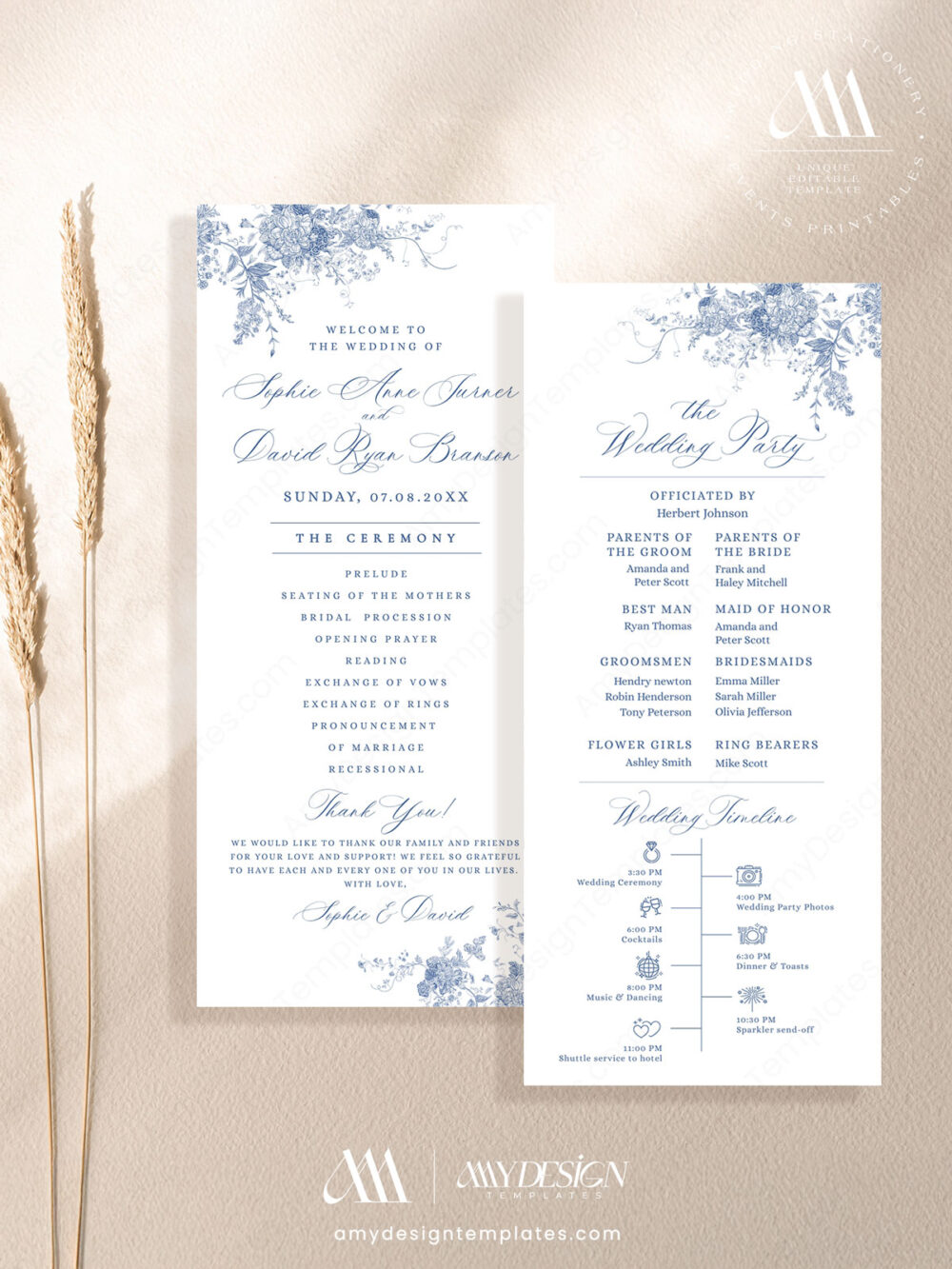 Vintage Wedding Program Template | Wedding Ceremony Program Template ...