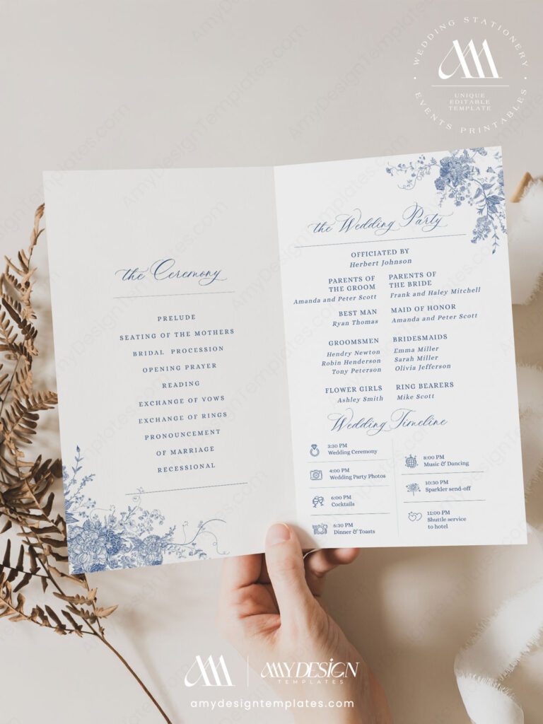 Vintage Wedding Program Template | Wedding Ceremony Program Template ...