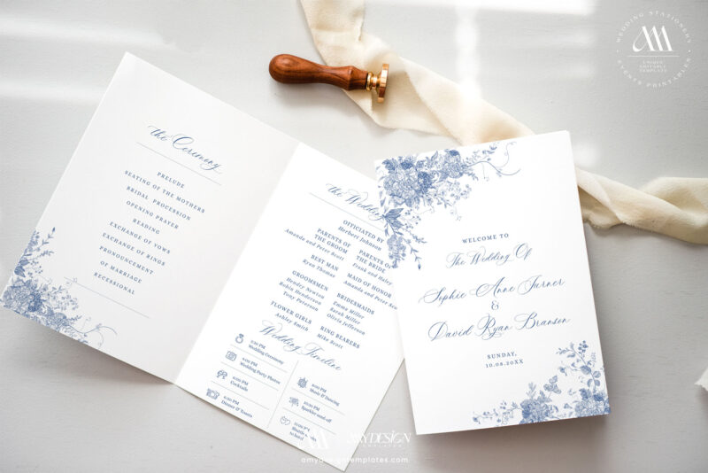 Vintage Wedding Program Template | Wedding Ceremony Program Template ...