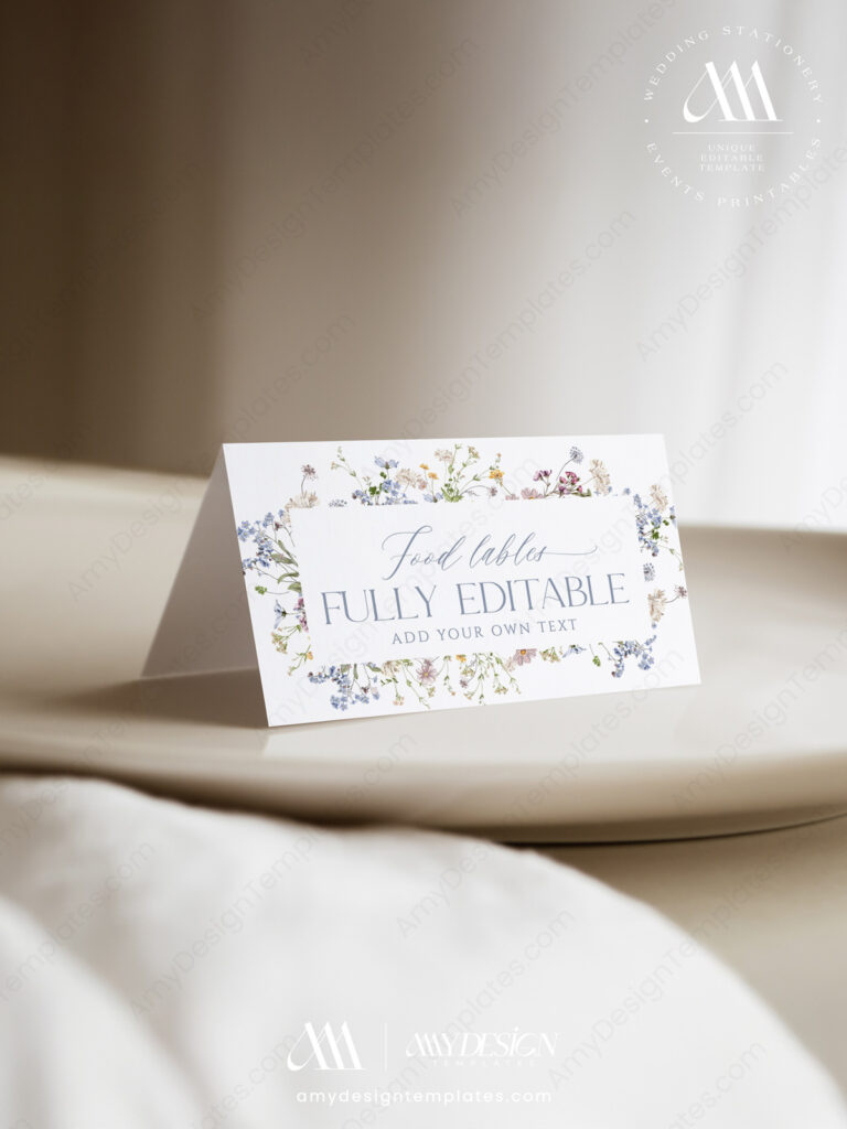 Wildflower Food Labels Template | Folded & Flat Food Cards | Printable ...
