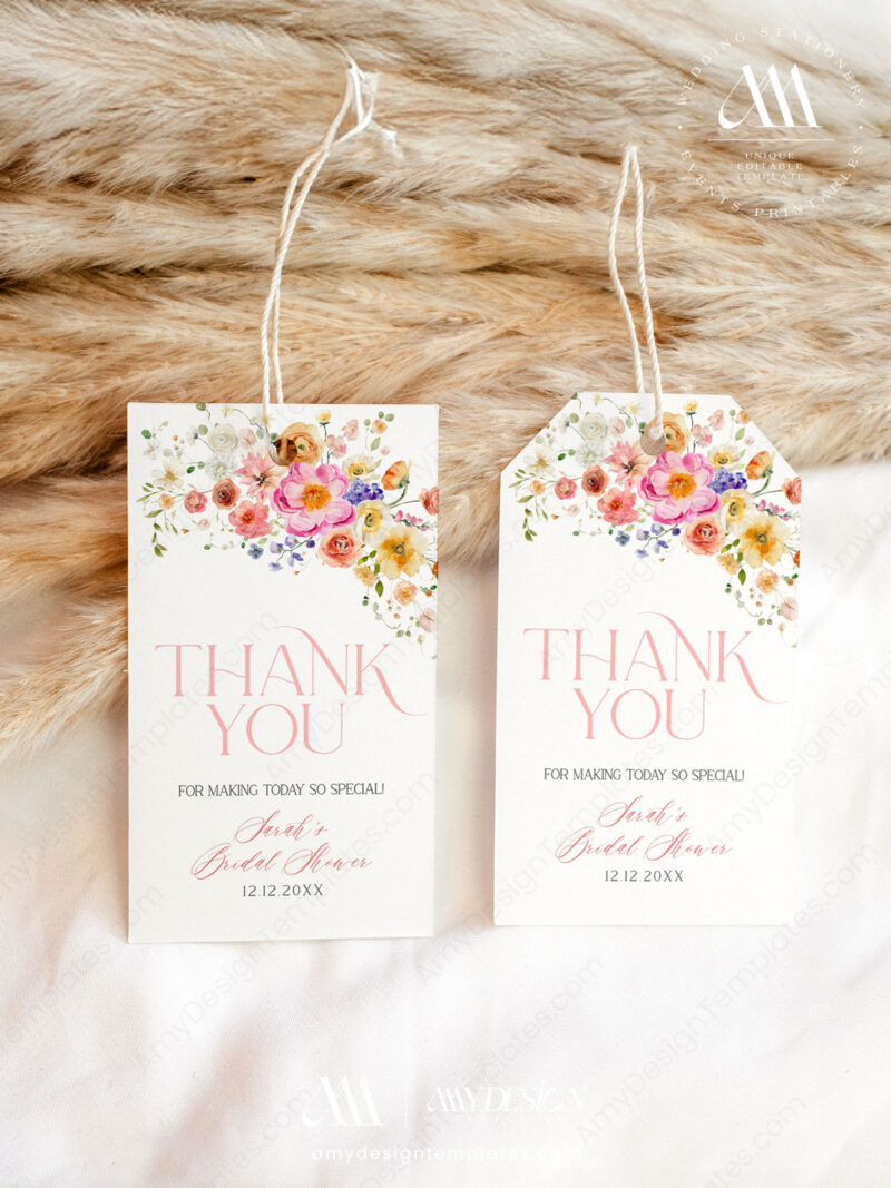 Colorful Favor Tags Printable Template | Spring Flowers Wedding Shower ...