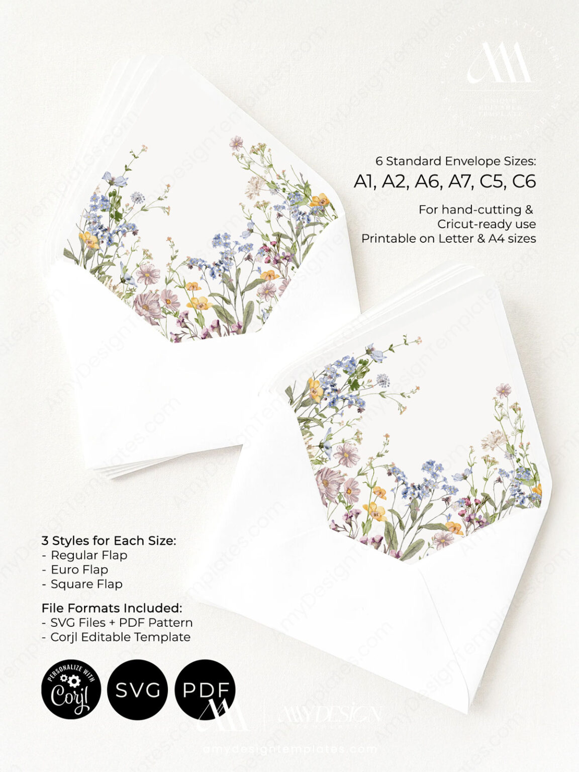 Free DIY Envelope Liner Template (A1–A7) | Wedding Envelope Liners + A7 ...