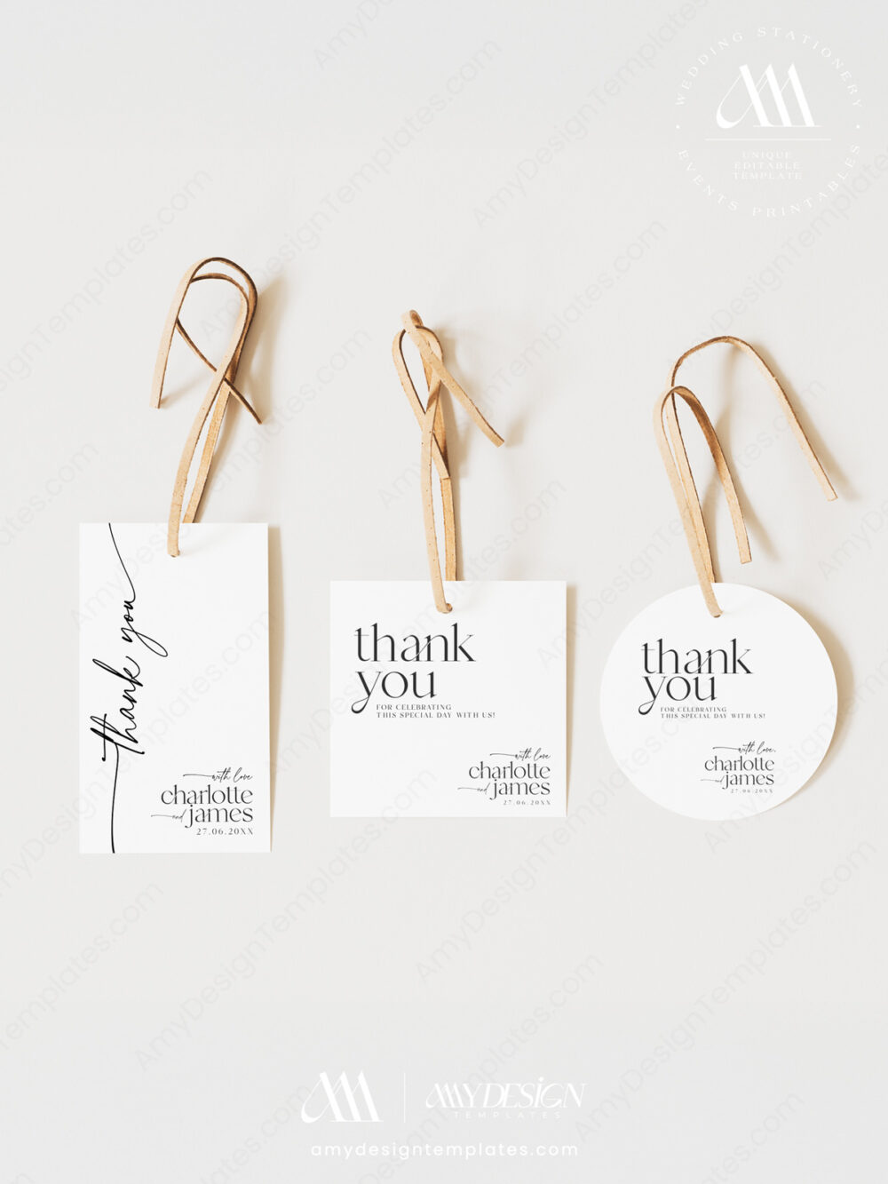 Modern Thank You Tags Editable Printable Template | Minimalist Wedding ...