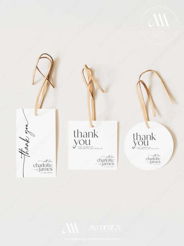 Modern Thank You Tags Editable Printable Template | Minimalist Wedding ...