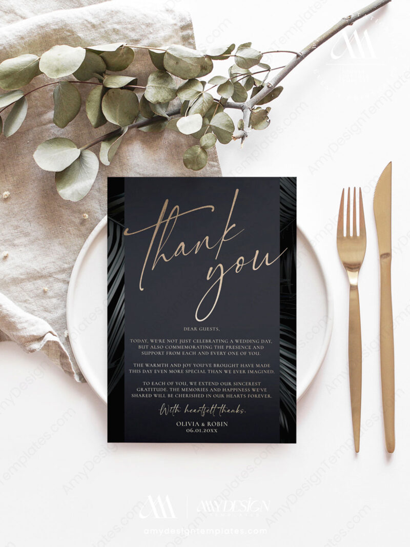 Elegant Table Thank You Note Template Printable | Table Setting Thank ...