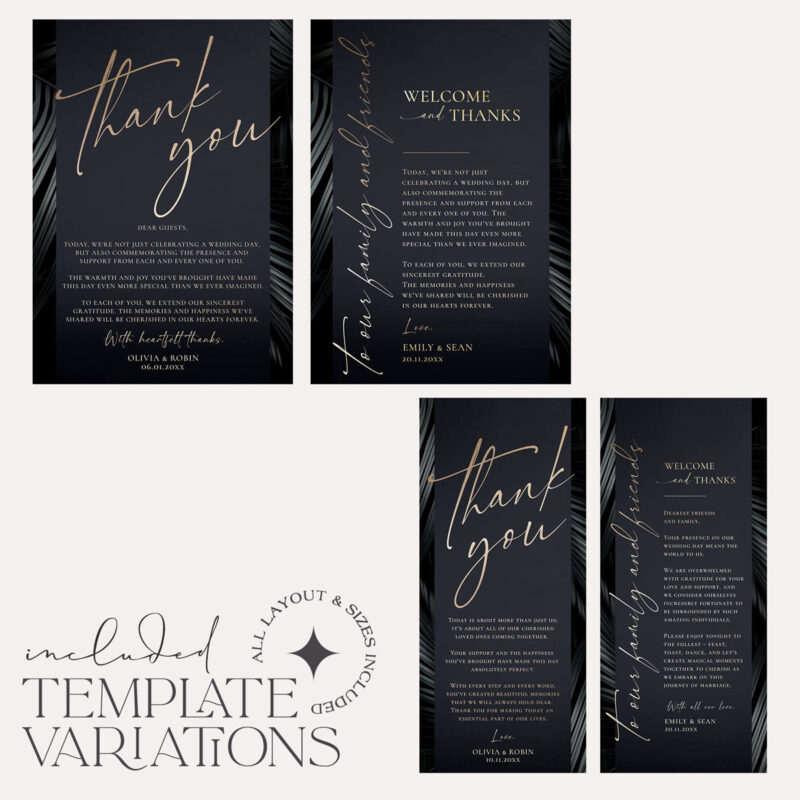 Elegant Table Thank You Note Template Printable | Table Setting Thank ...