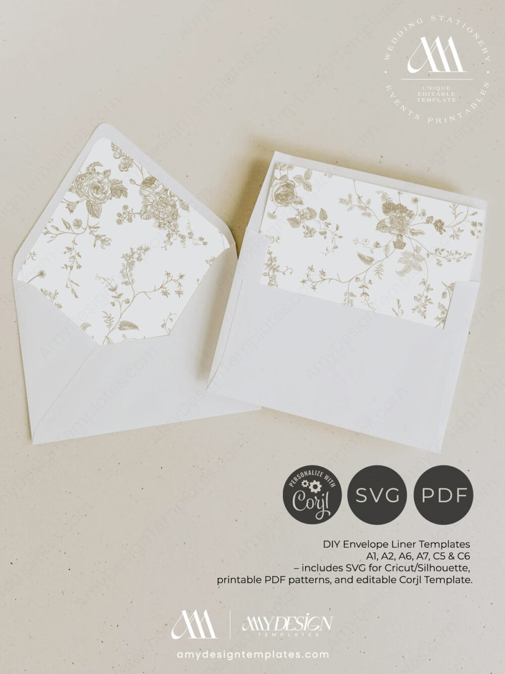 DIY Envelope Liner Template - Amy Design Templates