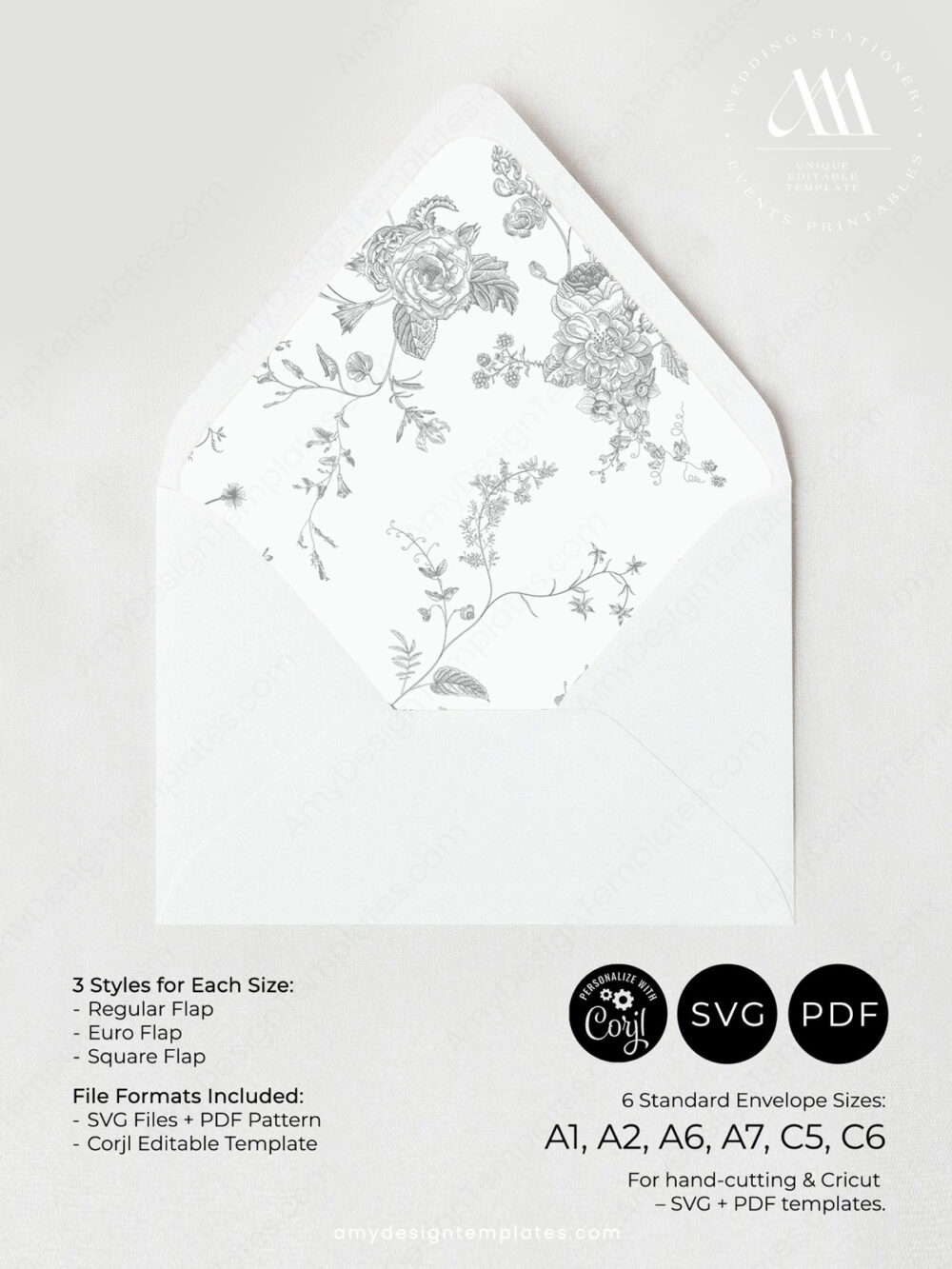 Minimalist Envelope Liners Template | Wedding Envelope Liner A7 ...