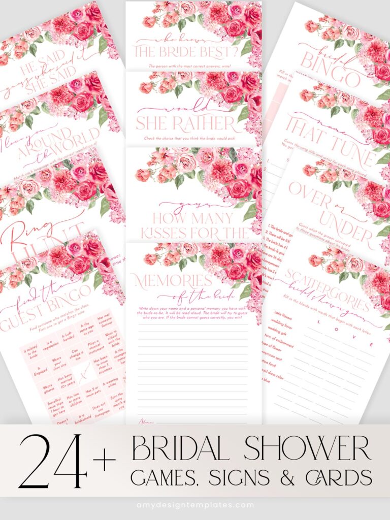 24+ Free Printable Bridal Shower Games Templates | Amy Design