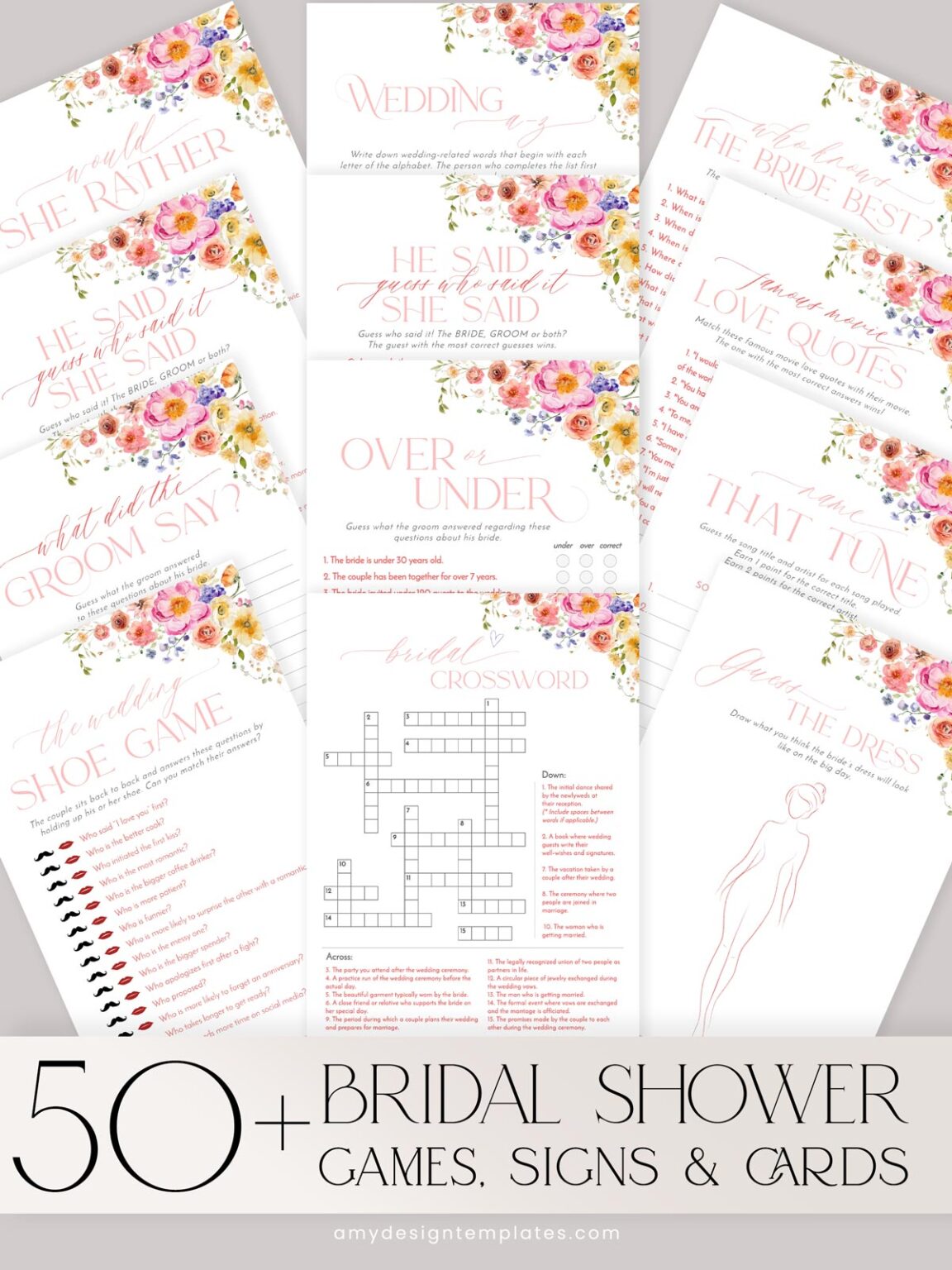 24+ Free Printable Bridal Shower Games Templates | Amy Design