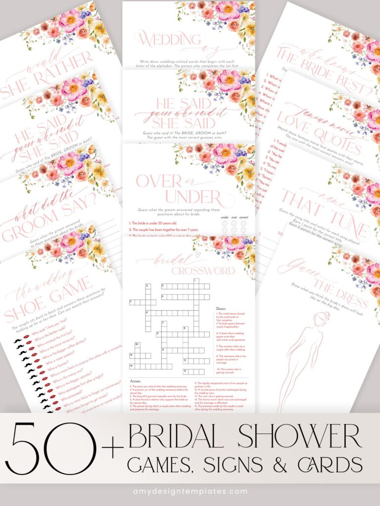 24+ Free Printable Bridal Shower Games Templates | Amy Design
