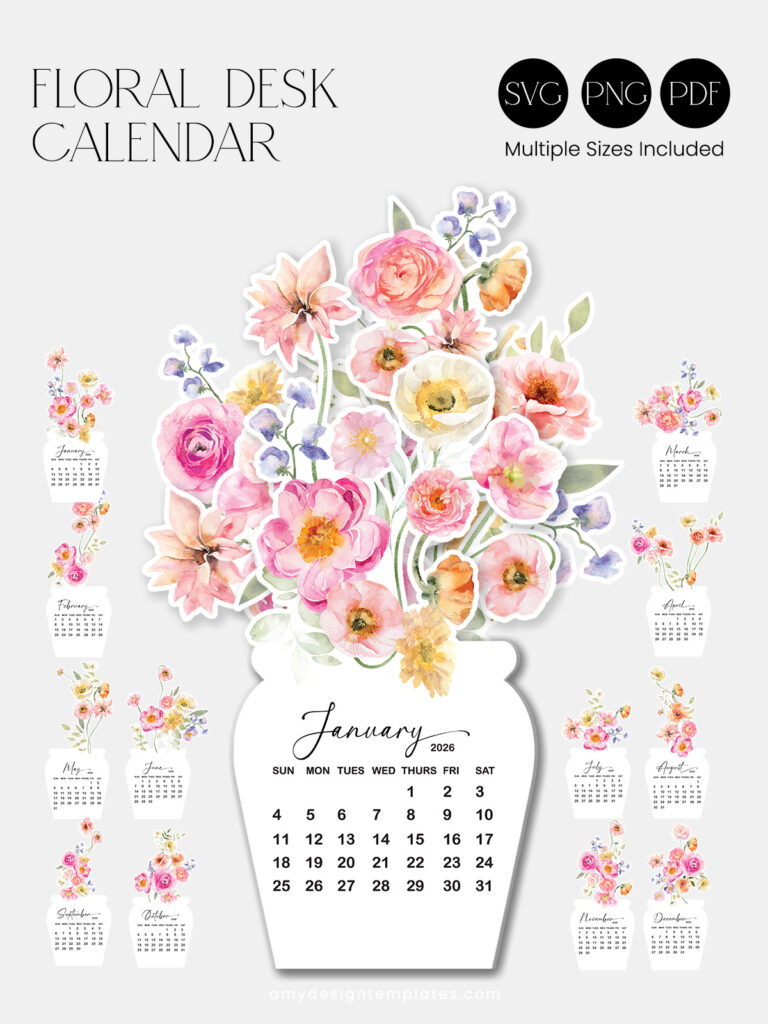 Free Floral Desk Calendar Printables | Amy Design