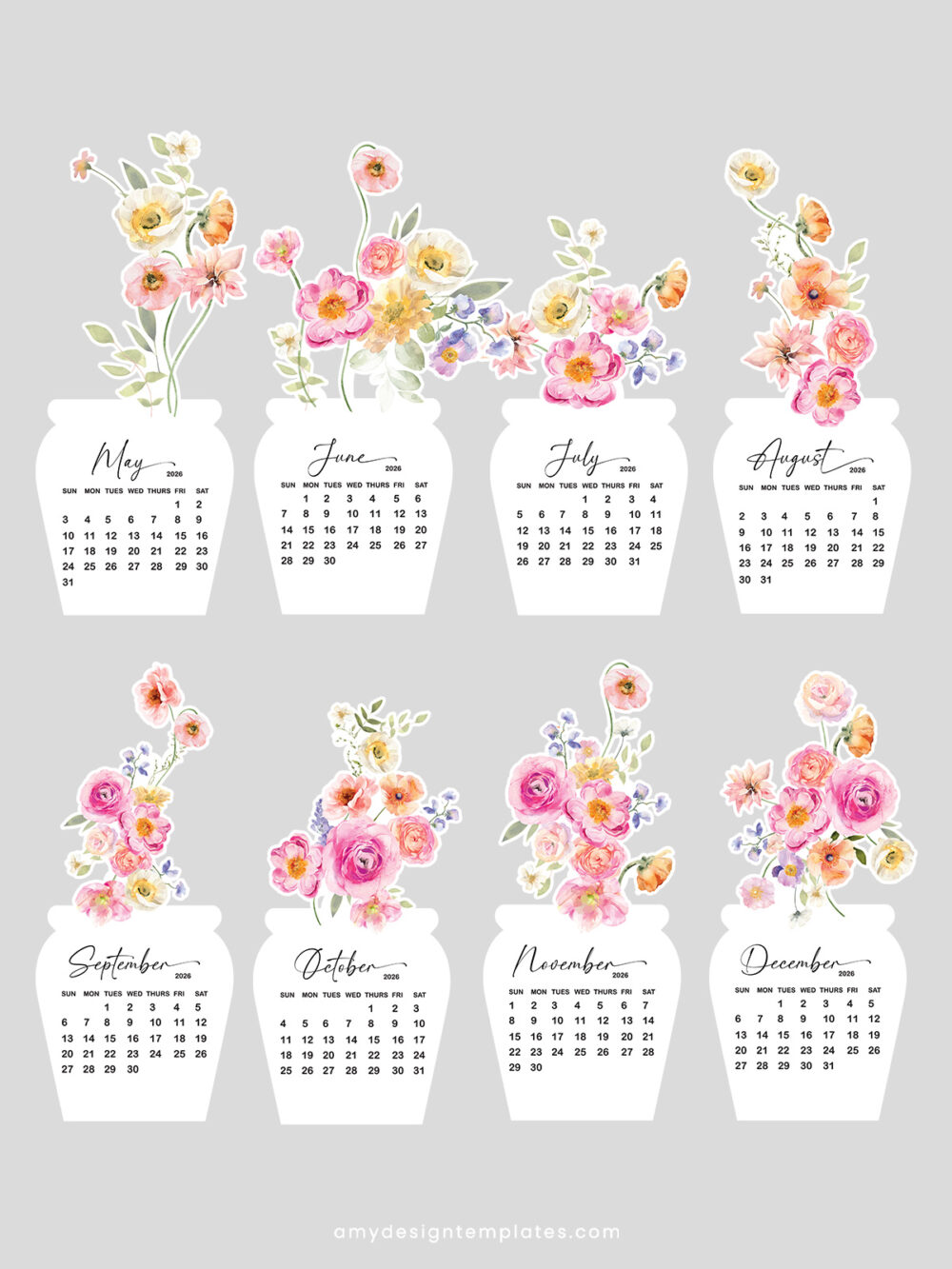 Free Floral Desk Calendar Printables | Amy Design