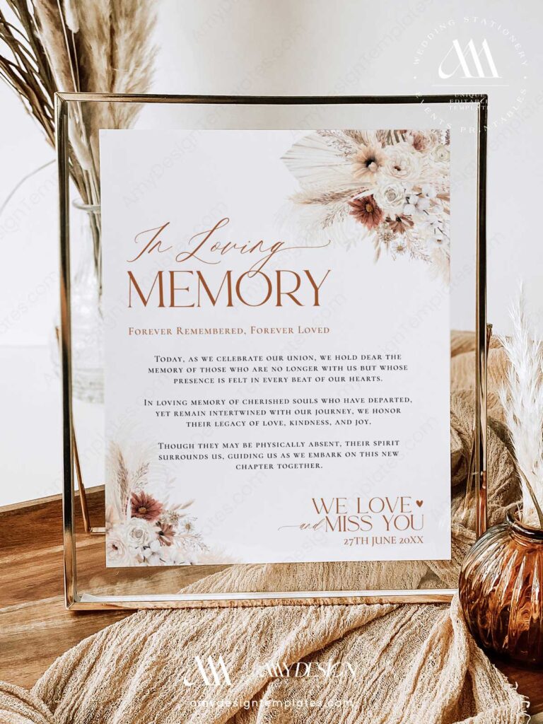 Printable In Loving Memory Sign | Forever In Our Hearts Wedding Sign