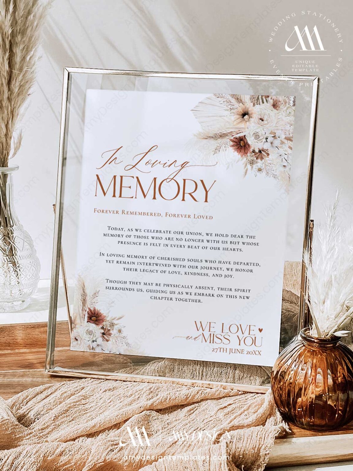 Printable In Loving Memory Sign | Forever In Our Hearts Wedding Sign