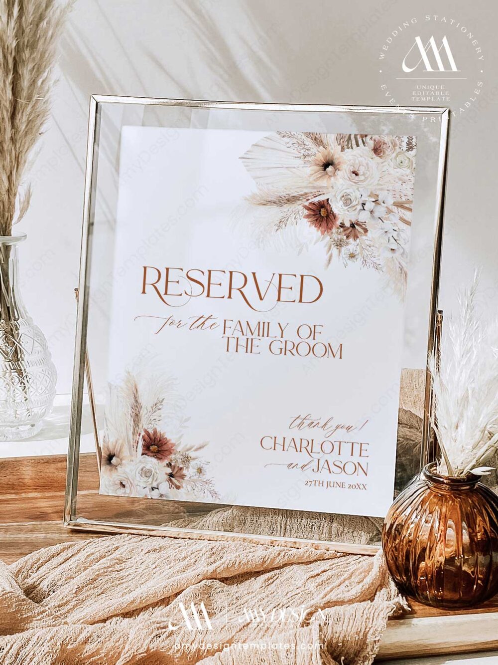 Wedding Reserved Table Sign Printable | Editable Reserved For Family ...