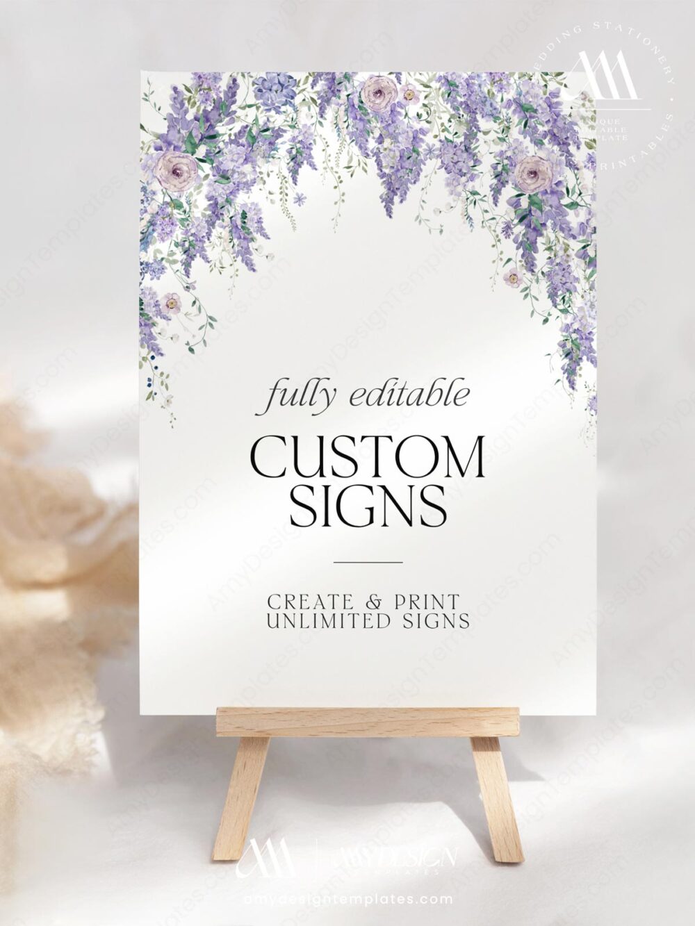 Purple Wedding Custom Sign Template | Wisteria Wedding Table Signs ...